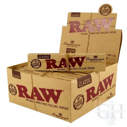 Raw Connoisseur Classic Rolling Paper With Tips - RAW10 - Glass House ...