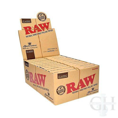 Raw Masterpiece Ks Rolling Paper With Pre-Rolled Tips- RAW55 - Glass ...