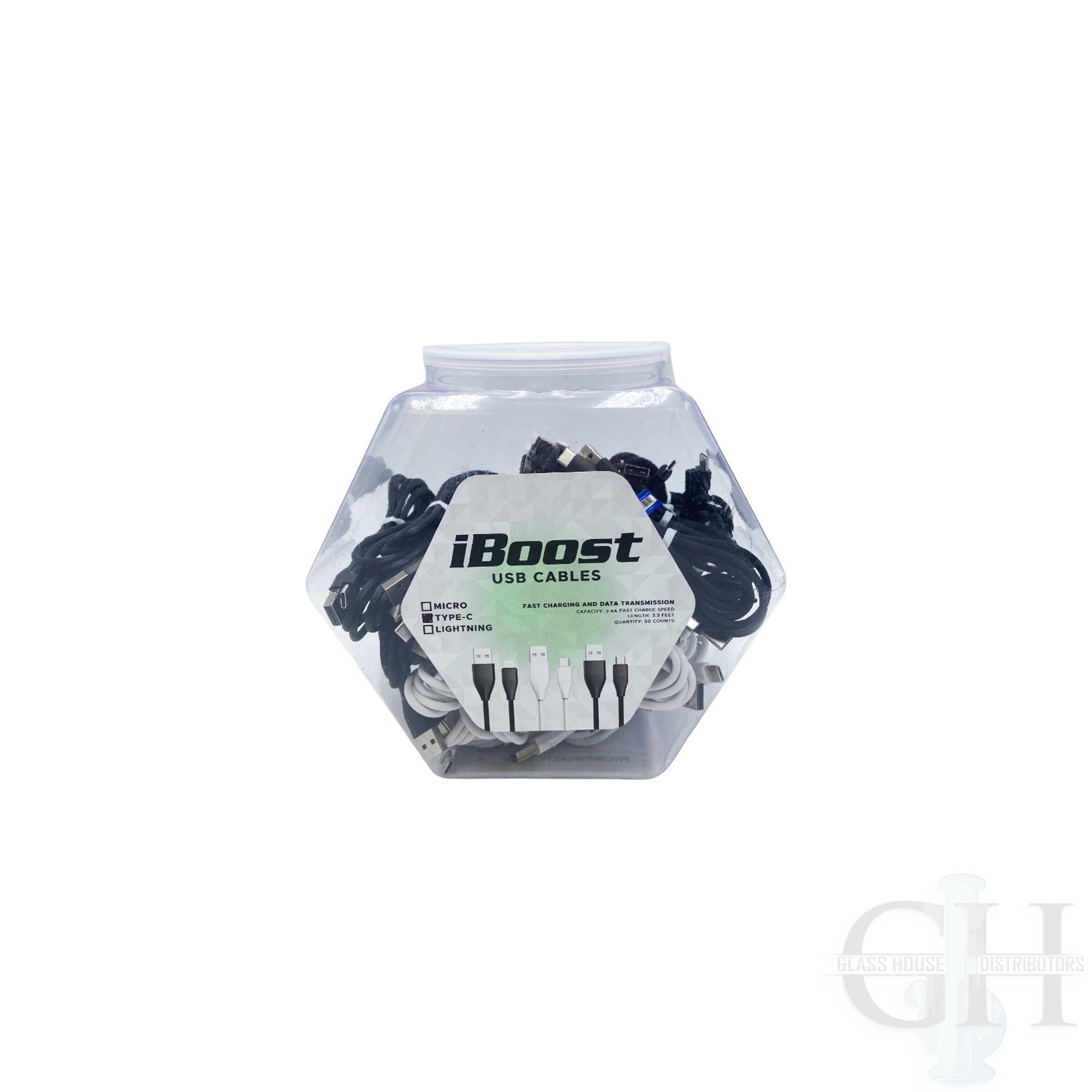 Iboost Usb Charging Cable 3.3 FT 50ct Jar - Glass House Distro.